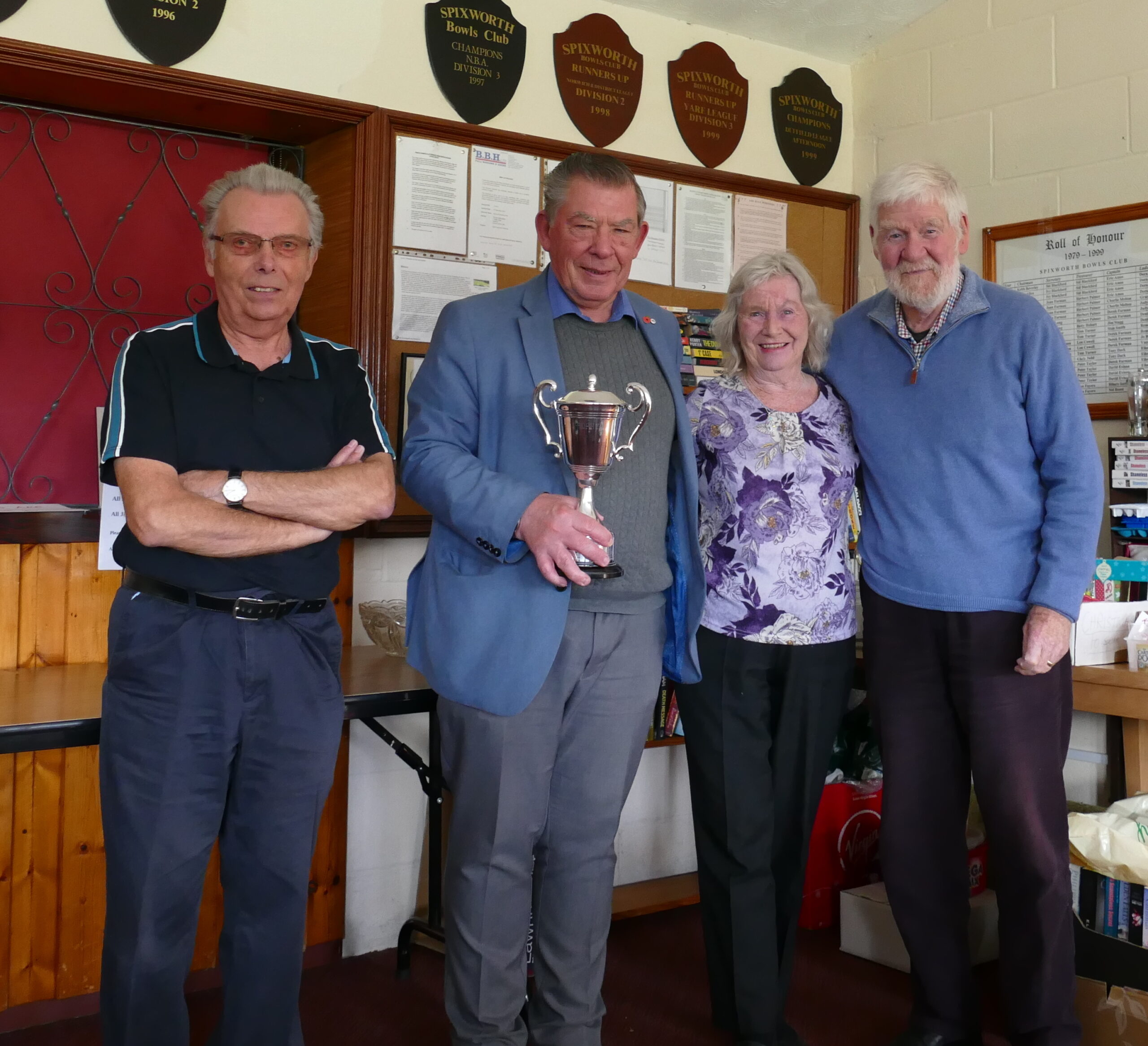 Presentation of trophies for 2021 & 2022 seasons – Spixworth Bowls Club